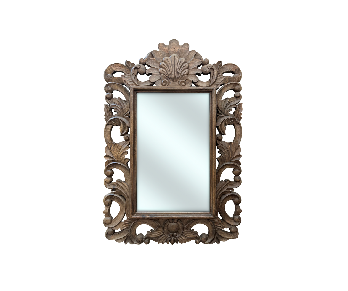 Paloma Mirror 150x100 | Brown Ornately Decorated Frame – Yellow Lemon Tree