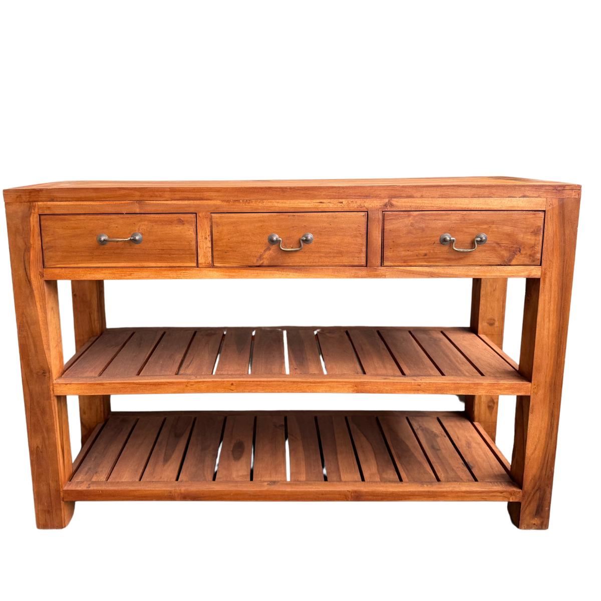 ENGLAND CONSOLE | VARNISHED TEAK 3 DRAWER120X40X80 CM – Yellow Lemon Tree