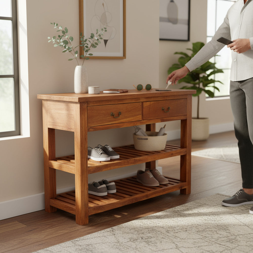 Spanish Farmhouse Console Table 2 Drawer – Yellow Lemon Tree