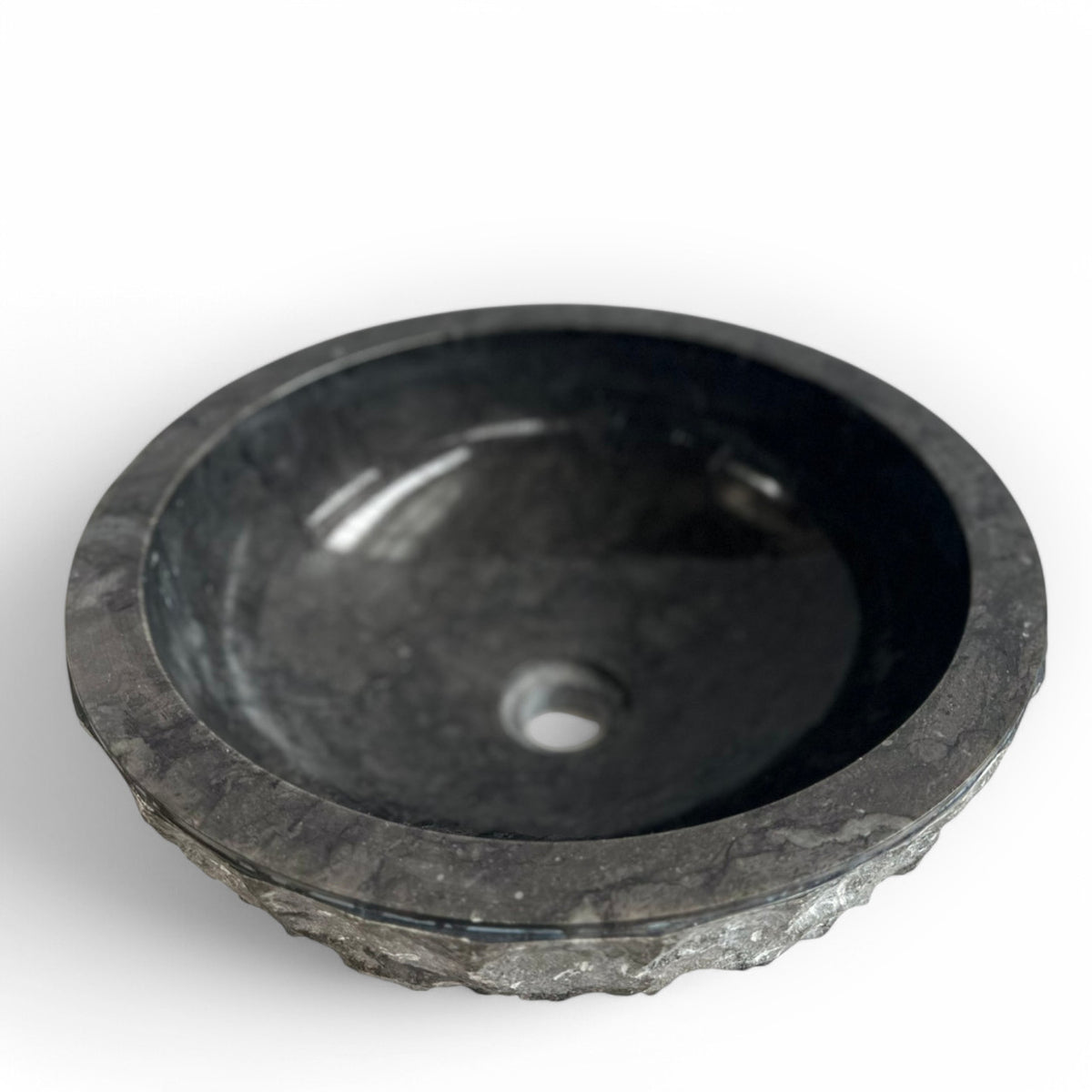 Indonesian Riverstone Basin/Sink - Charcoal, Marbled, Round 50cm ...