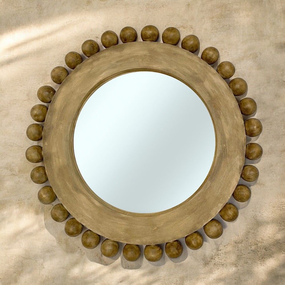 Durban Bowl Mirror | Woodwash with Ornately Decorated Frame 80x80cm ...