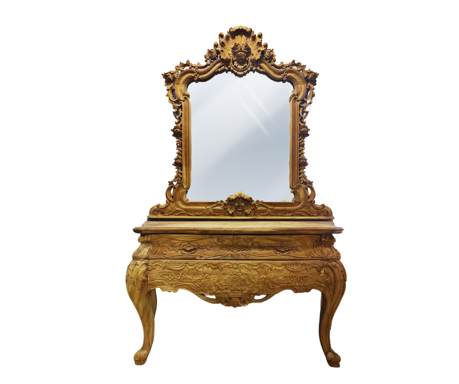 Rose Console with Framed Mirror | Natural Set of 2 – Yellow Lemon Tree