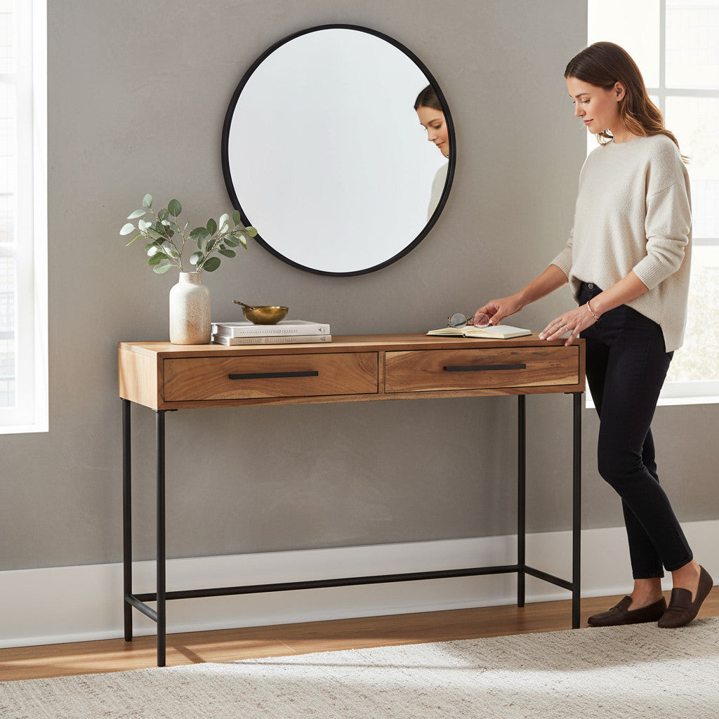 2 Drawer Console-Desk | Natural – Yellow Lemon Tree