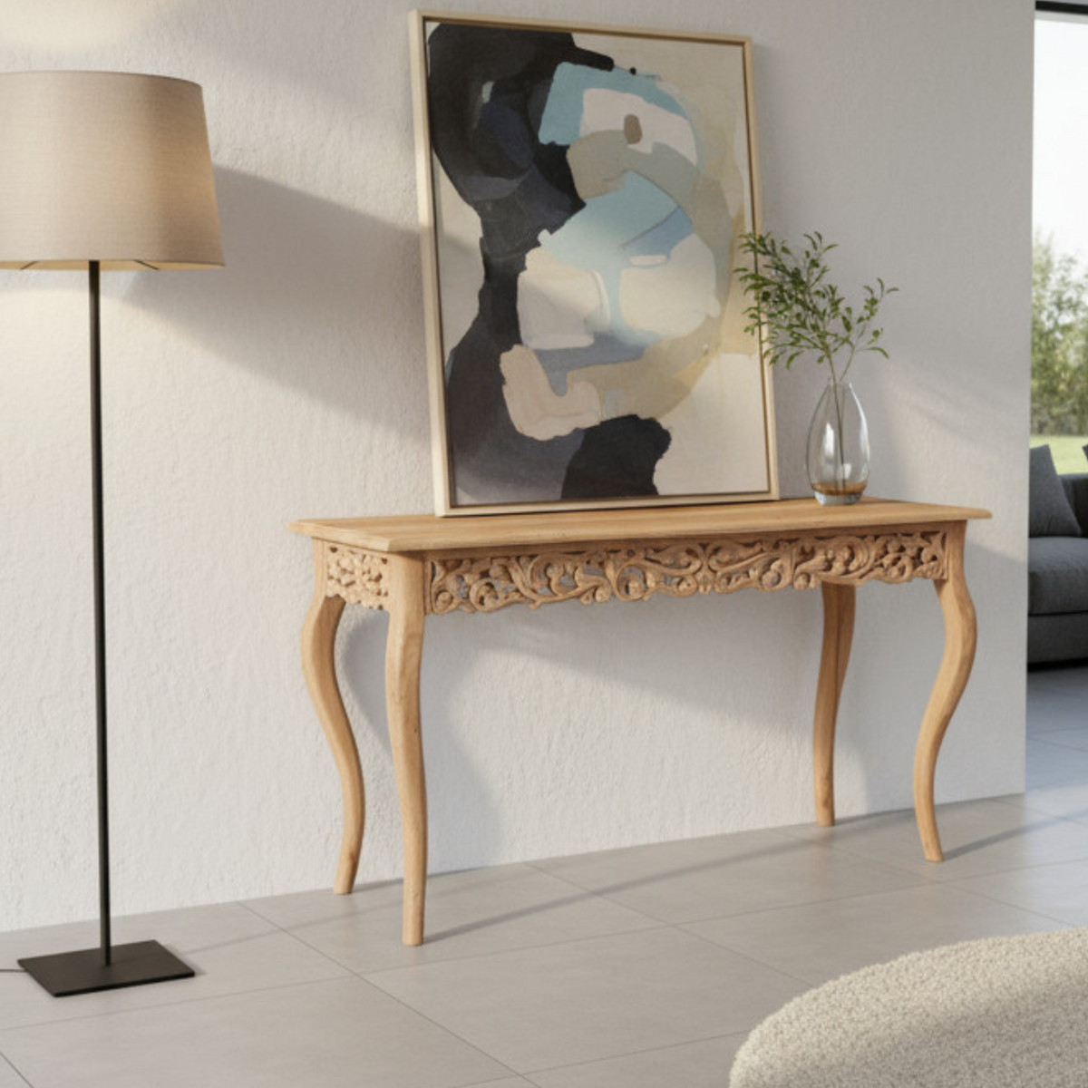 WOODEN CONSOLE TABLE | Natural Finish – Yellow Lemon Tree