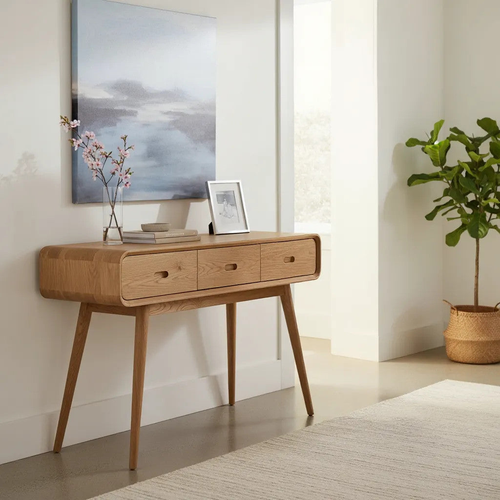 Retro 3 Drawer Console | Natural – Yellow Lemon Tree