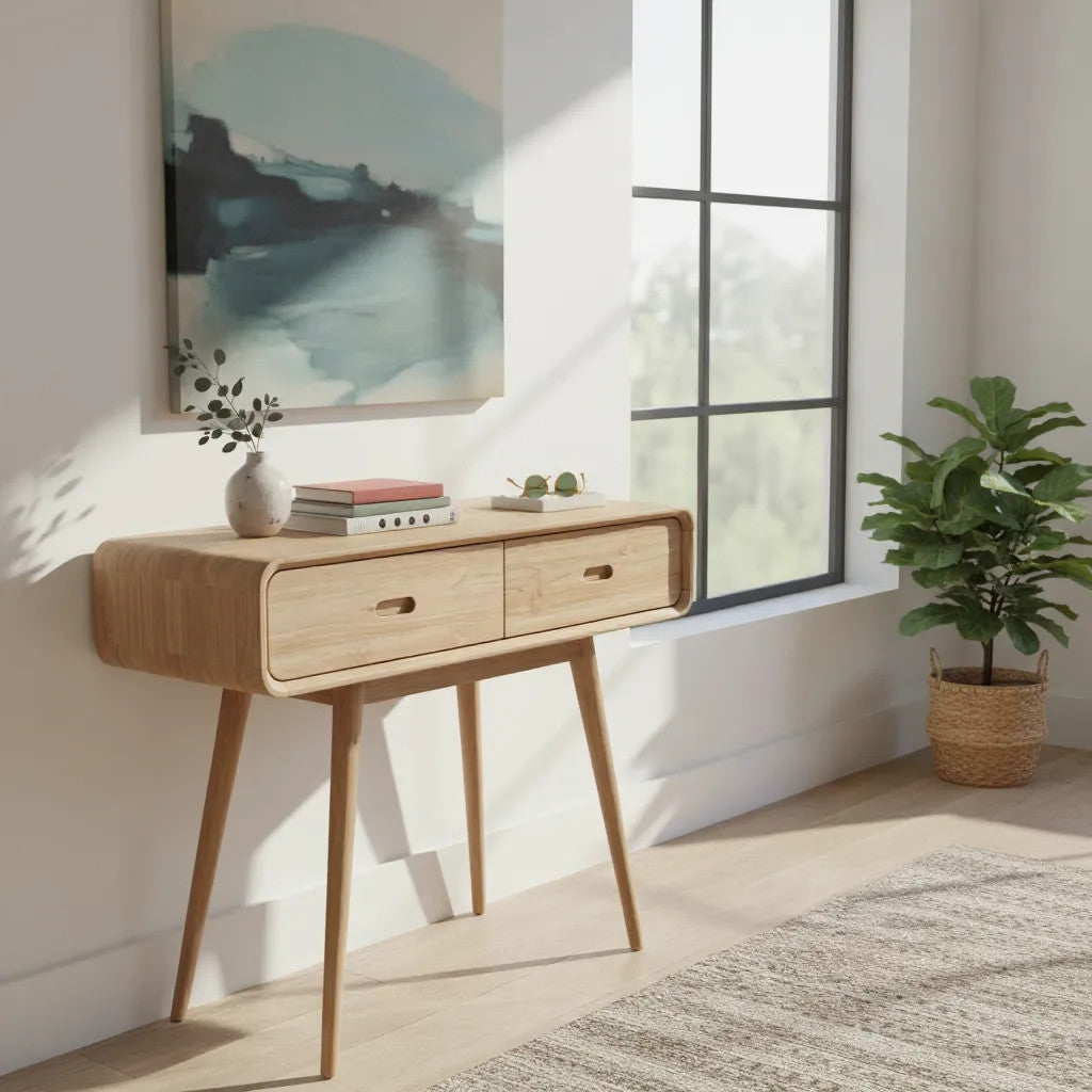 Retro 2 Drawer Console | Natural – Yellow Lemon Tree